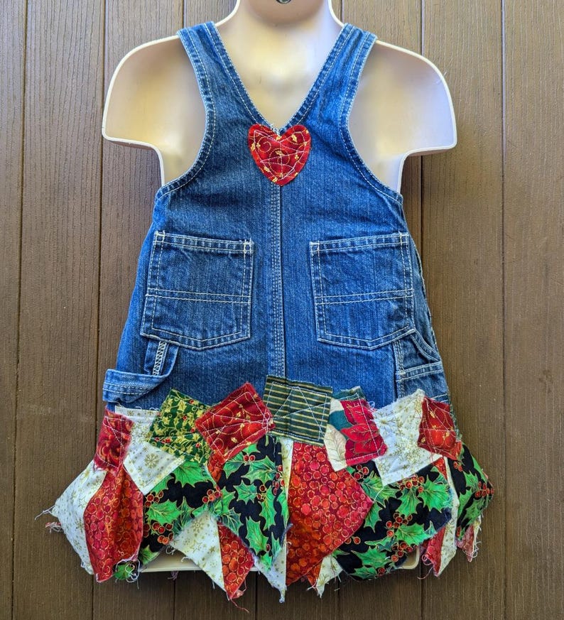 Denim Patchwork Jean Overall Dress, One of a Kind Toddler Christmas ...