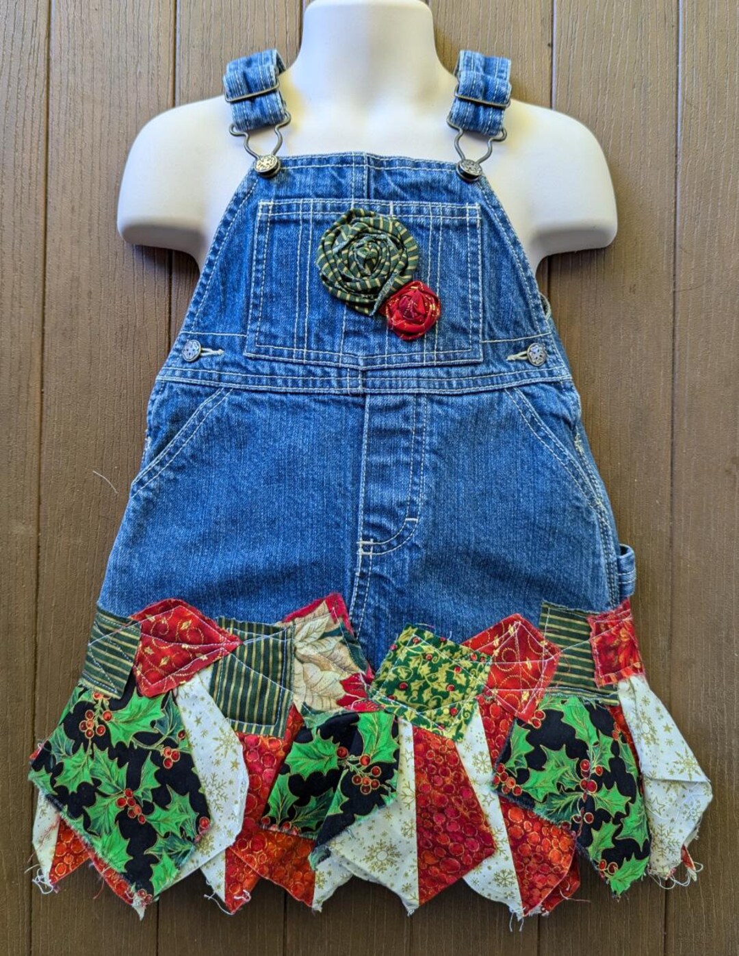 Denim Patchwork Jean Overall Dress, One of a Kind Toddler Christmas ...