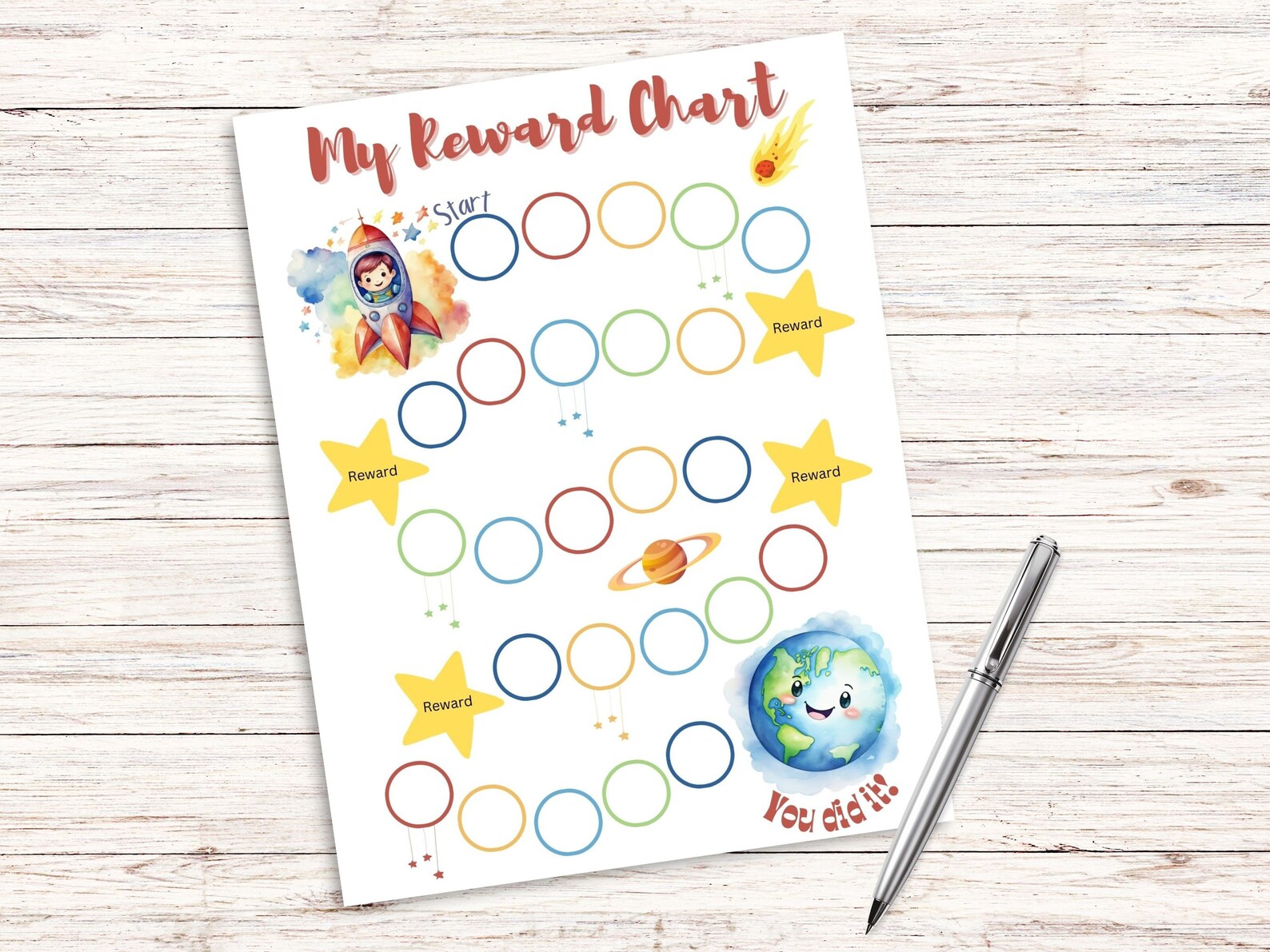 Reward Chart Sticker Chart Instant Download Chore Chart Space Behavior ...