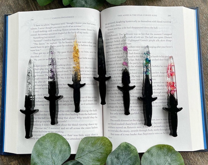 Mini Resin Daggers With Flowers or Leaf Flakes, Booklover Gift, Book ...