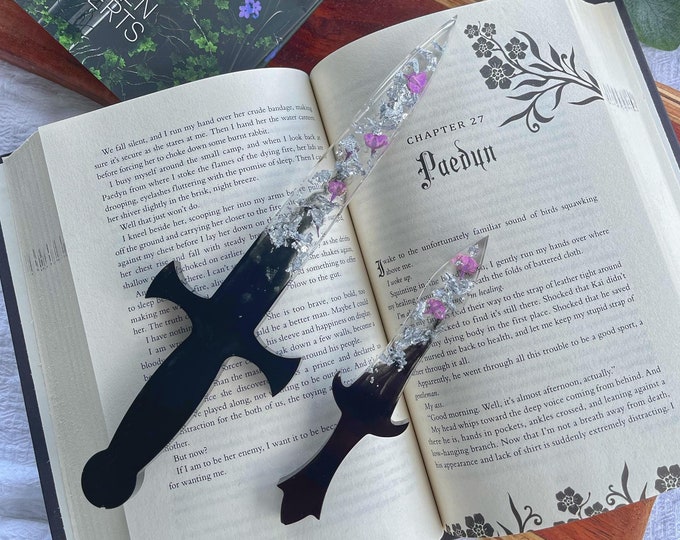 Powerless Inspired Resin Dagger With Purple Roses and Silver Leaf Flake ...