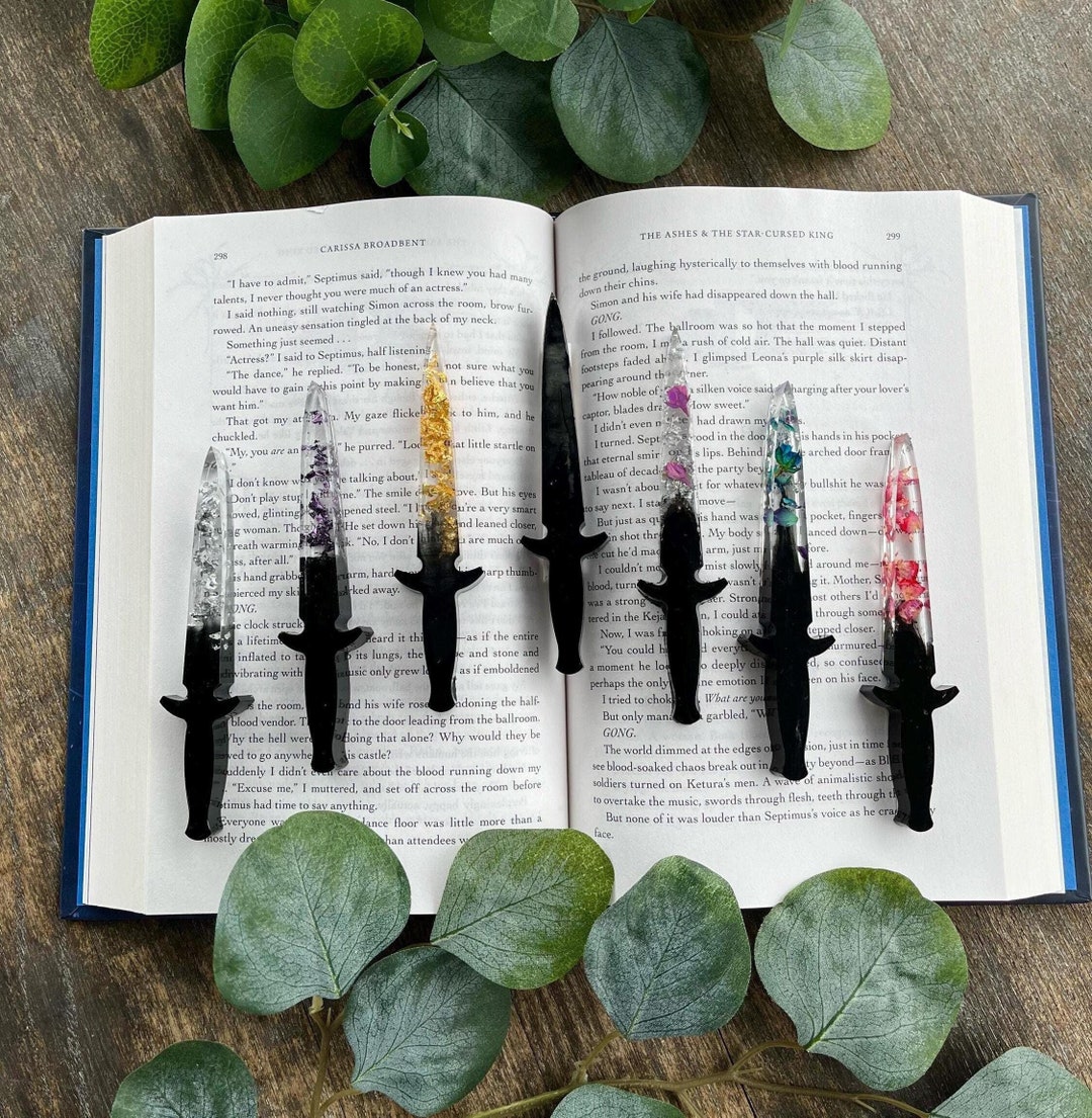 Mini Resin Daggers With Flowers or Leaf Flakes, Booklover Gift, Book ...