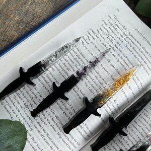Mini Resin Daggers With Flowers or Leaf Flakes, Booklover Gift, Book ...