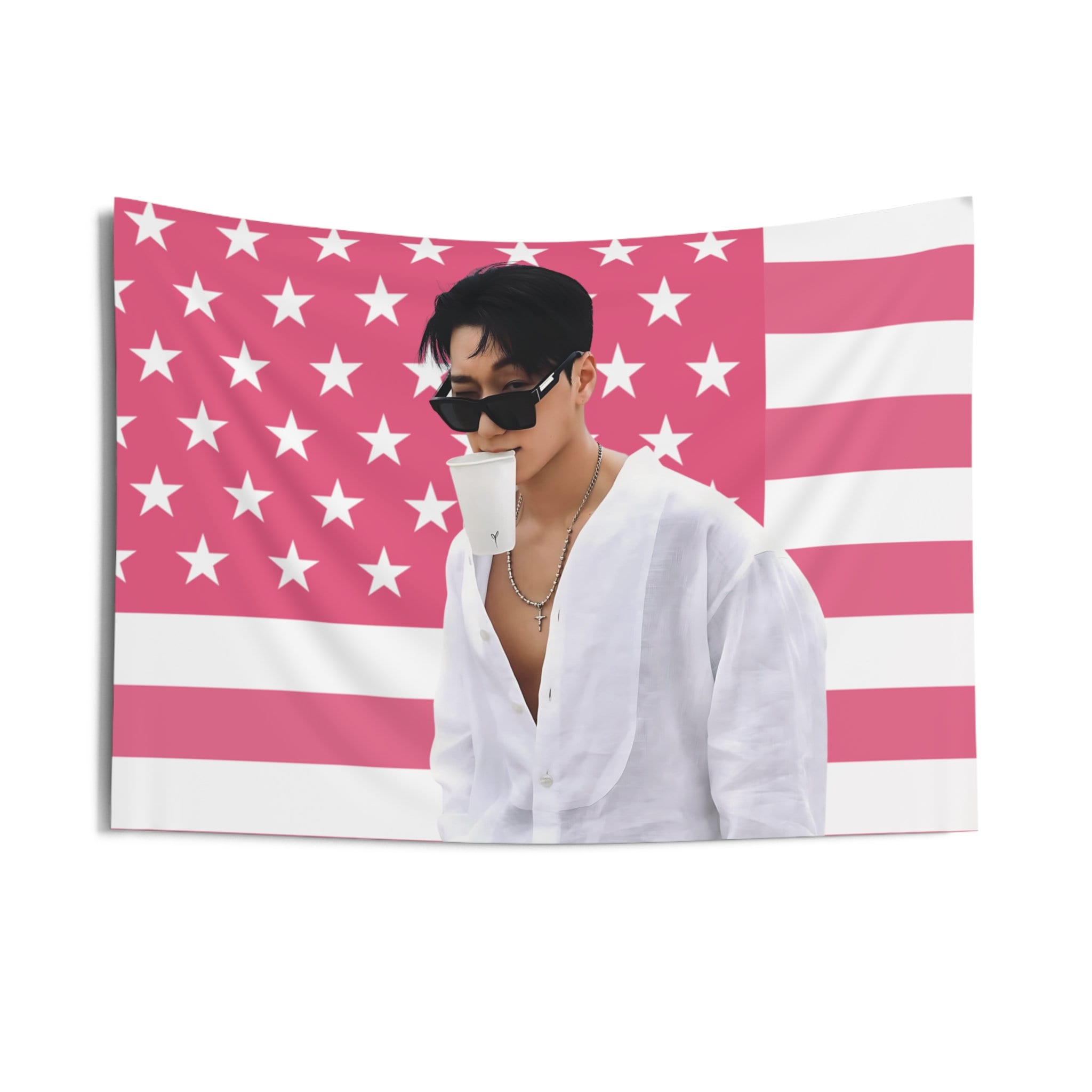 Ateez San Flag Tapestry Banner American Flag Pink Kpop Flag Ateez Kpop ...