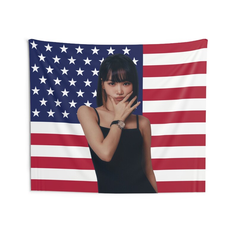 Chaewon Lesserafim USA Kpop American Flag Kpop Tapestry Kpop Flag Patriotic Kpop Meme Kpop Merch ...