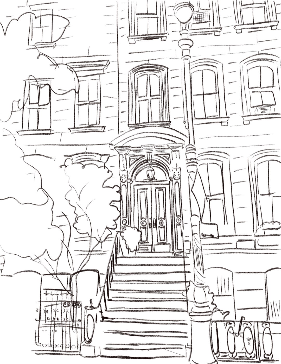 Custom Colouring Page Illustration of a House, Condo, Apartment ...