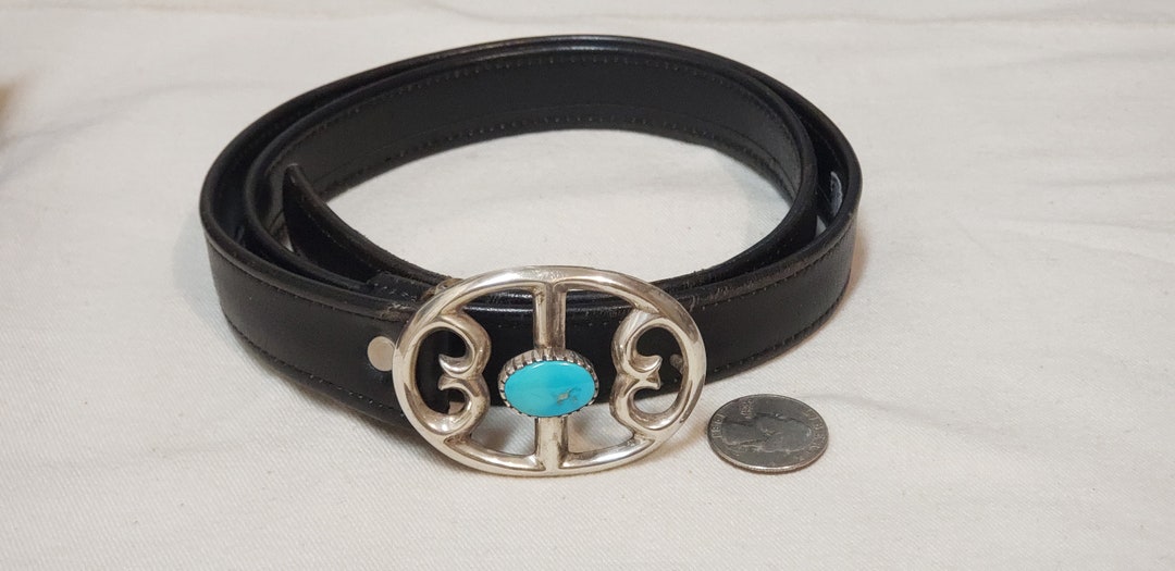 Turquoise SAND CAST Belt Buckle and Belt Excellent Condition Vintage ...