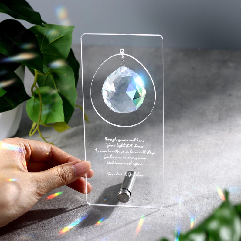 Custom Crystal Suncatcher - Memorial Gift With Photo, Rainbow Maker ...