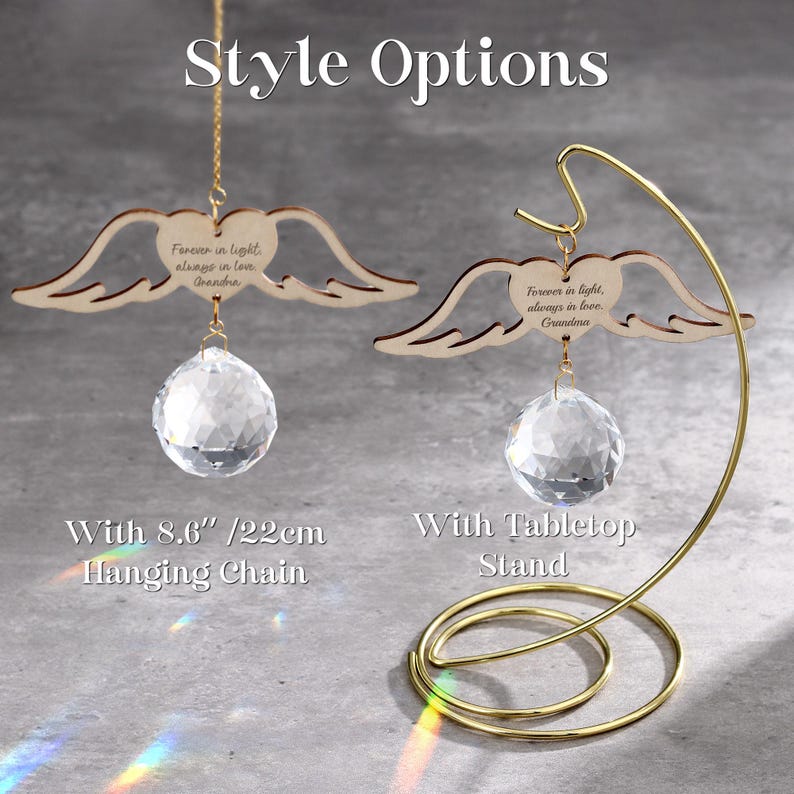 Personalized Memorial Suncatcher Crystal Suncatcher With Angel Wings ...