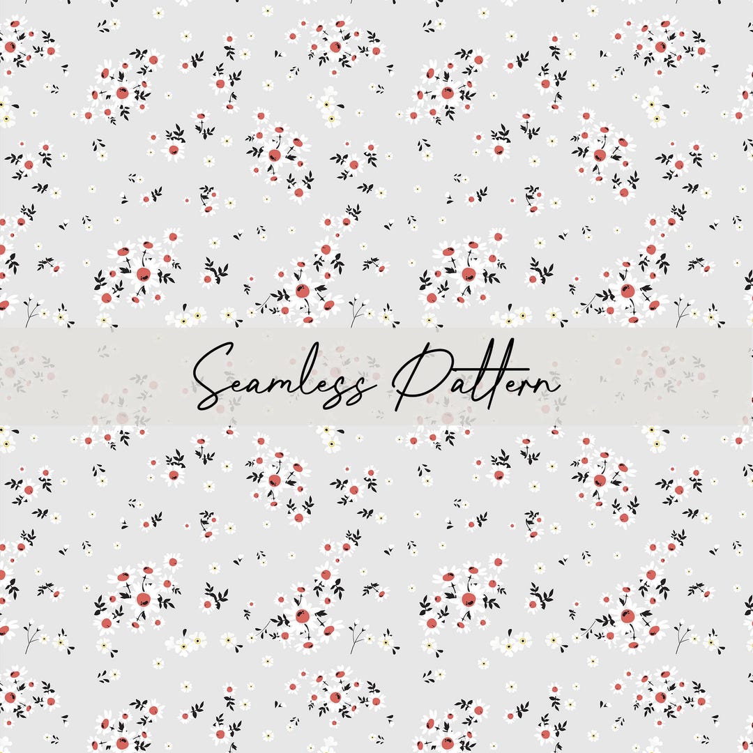 Daisy Floral Seamless Pattern, White and Pink Flowers (digital Download ...