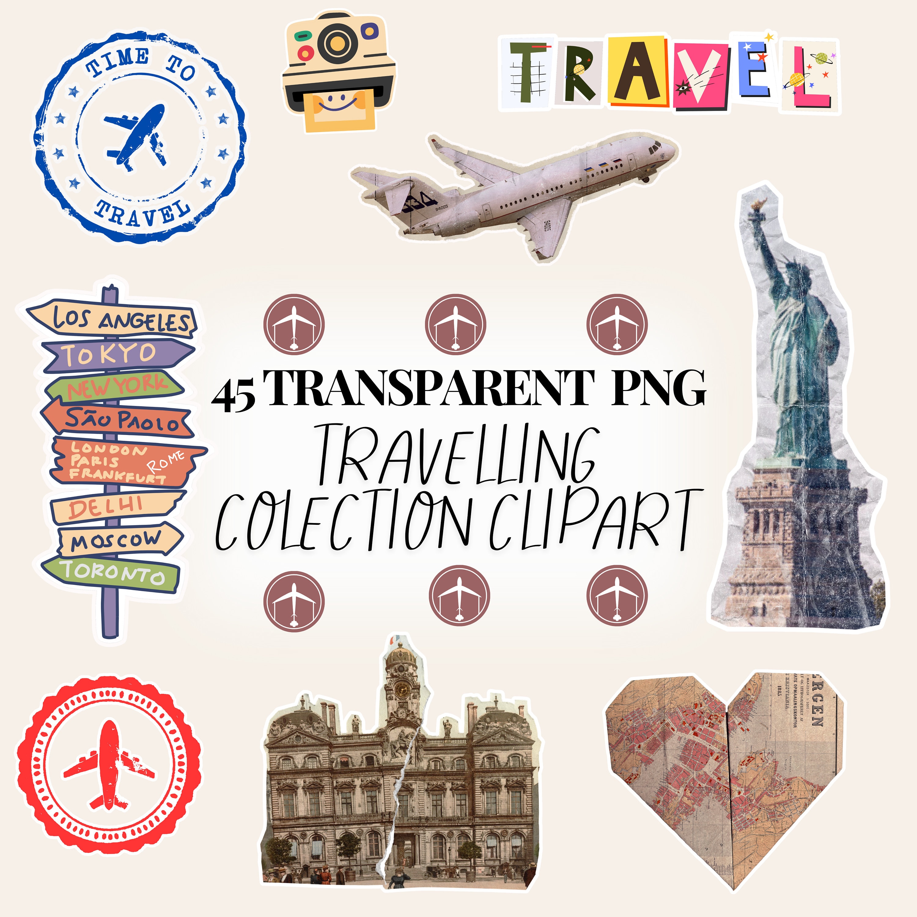 Travel Clipart PNG Digital Download Travel Stickers PNG - Etsy