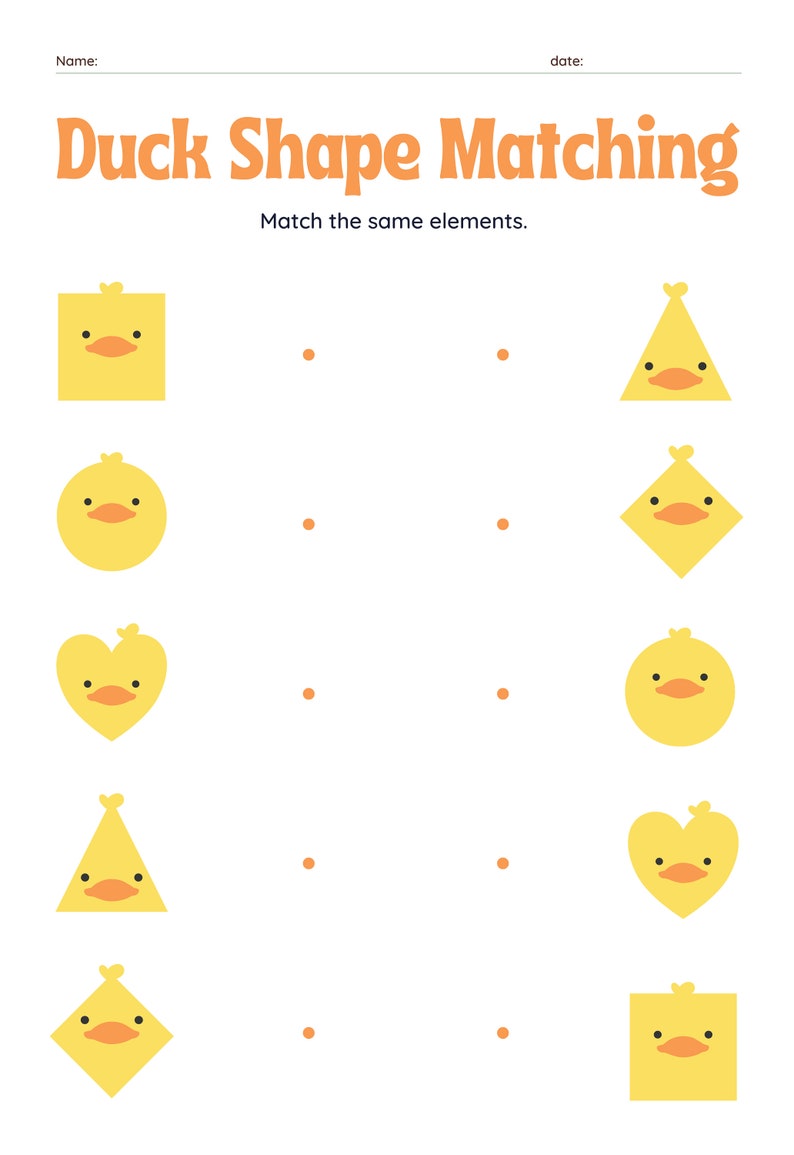 50 Fun Matching Sheets for Kids - Digital Download - 8.5x11 - Etsy