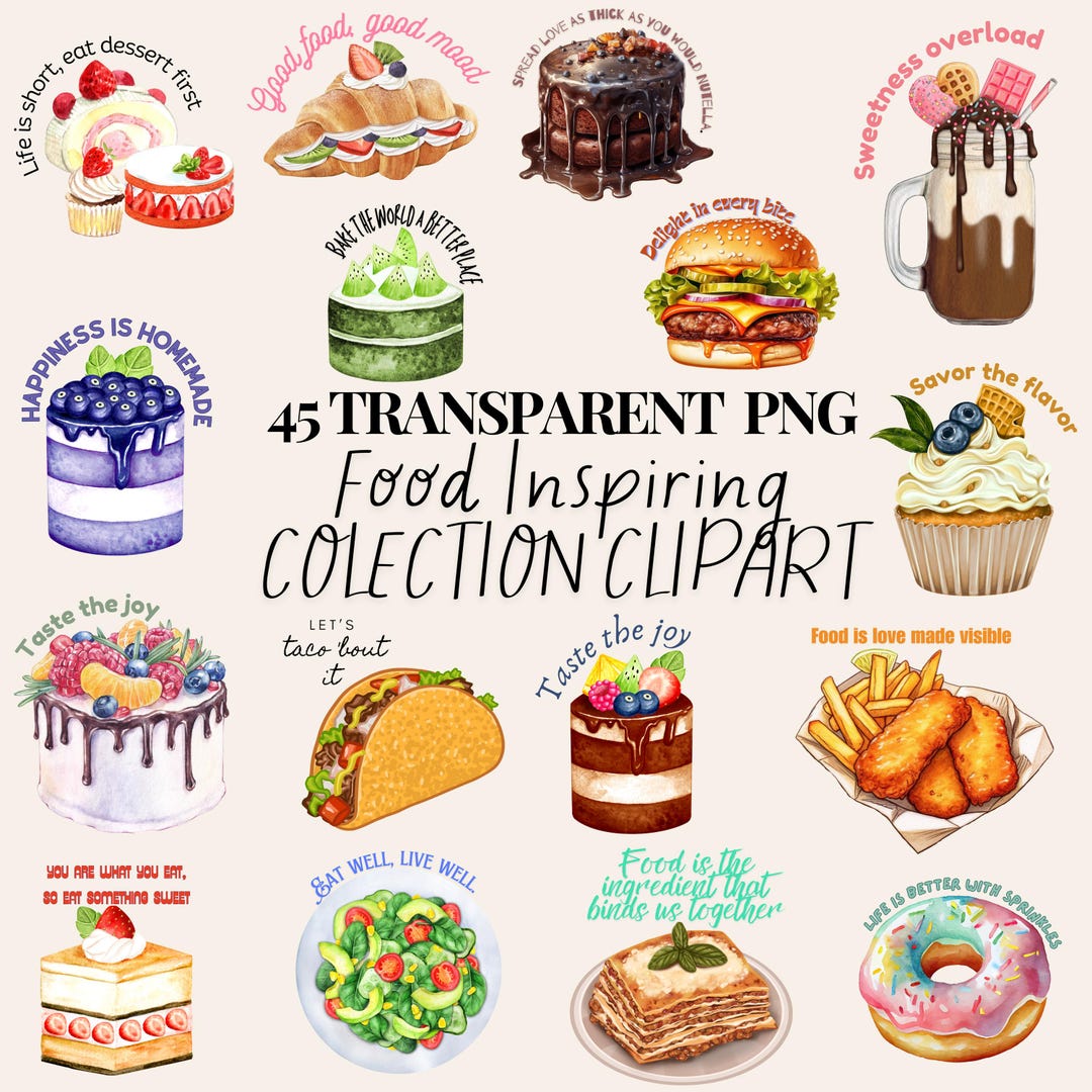 Food Inspiring Stickers Clipart PNG 4096 X 4096 Digital Download - Etsy
