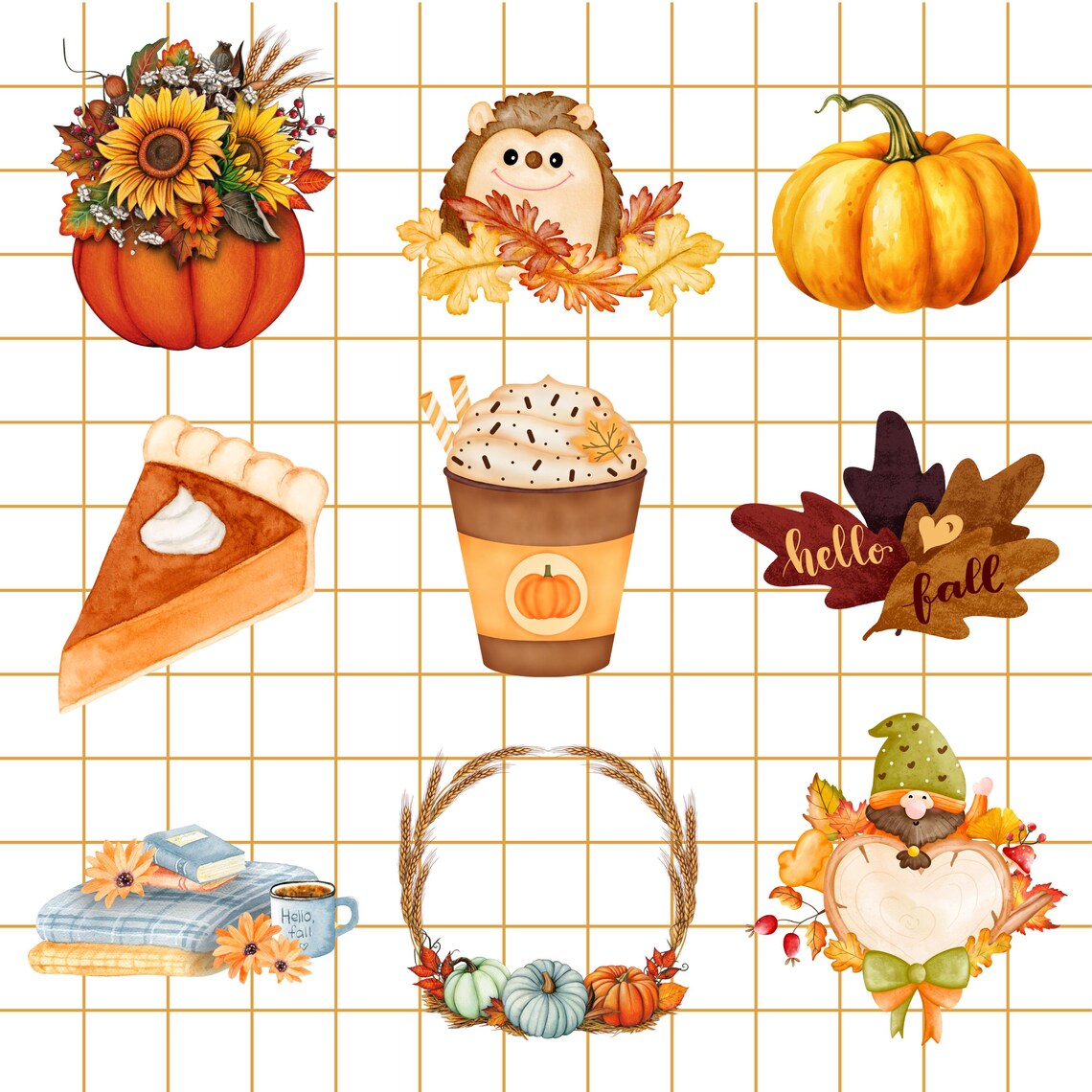 Fall Season Stickers Clipart PNG Digital Download - Etsy