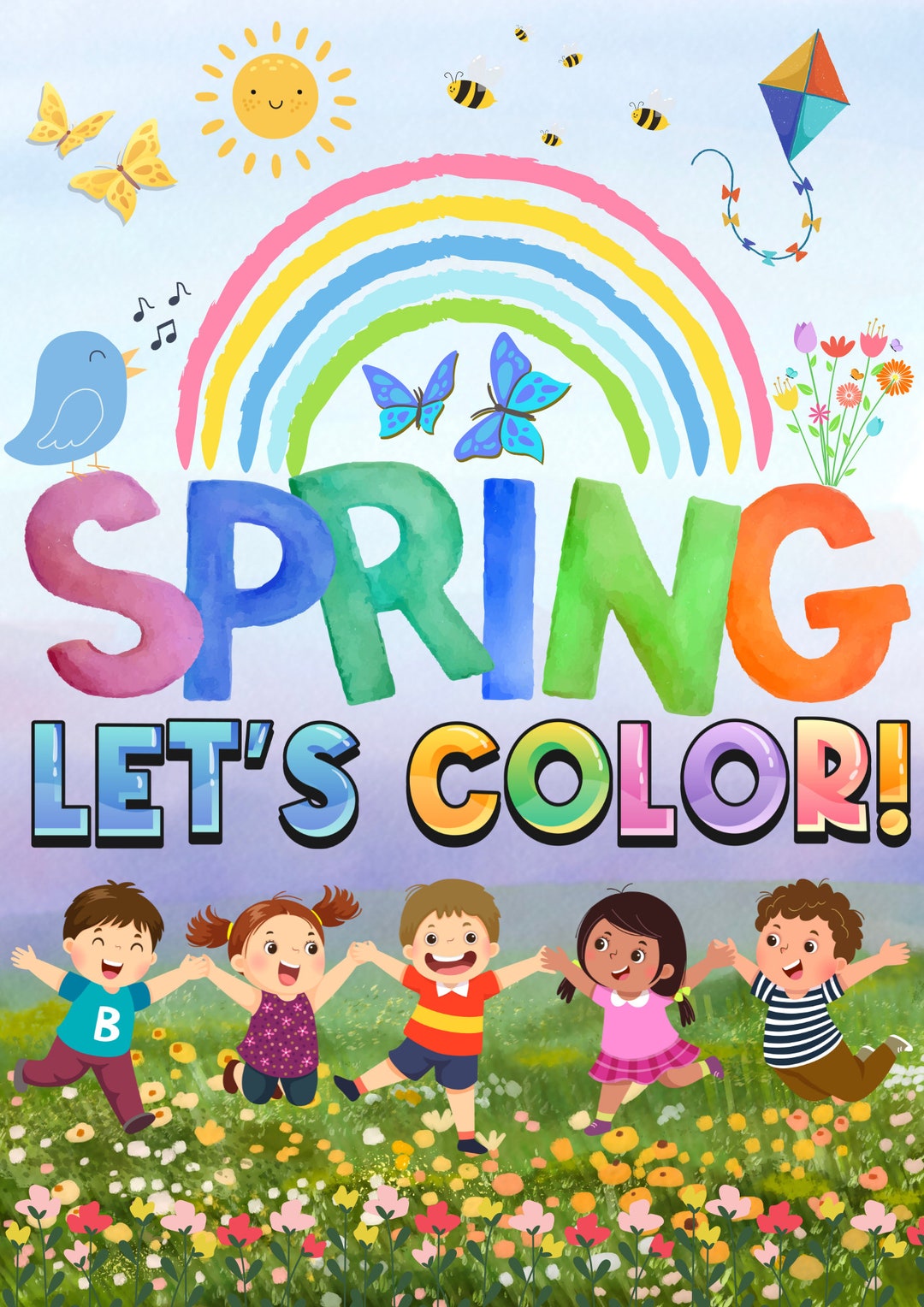 Printable Kids Spring Color Sheets - Digital Download - 8.5x11 - Etsy