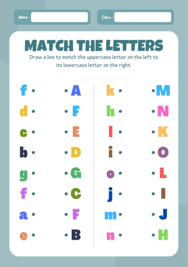 50 Fun Matching Sheets for Kids Digital Download 8.5x11 - Etsy