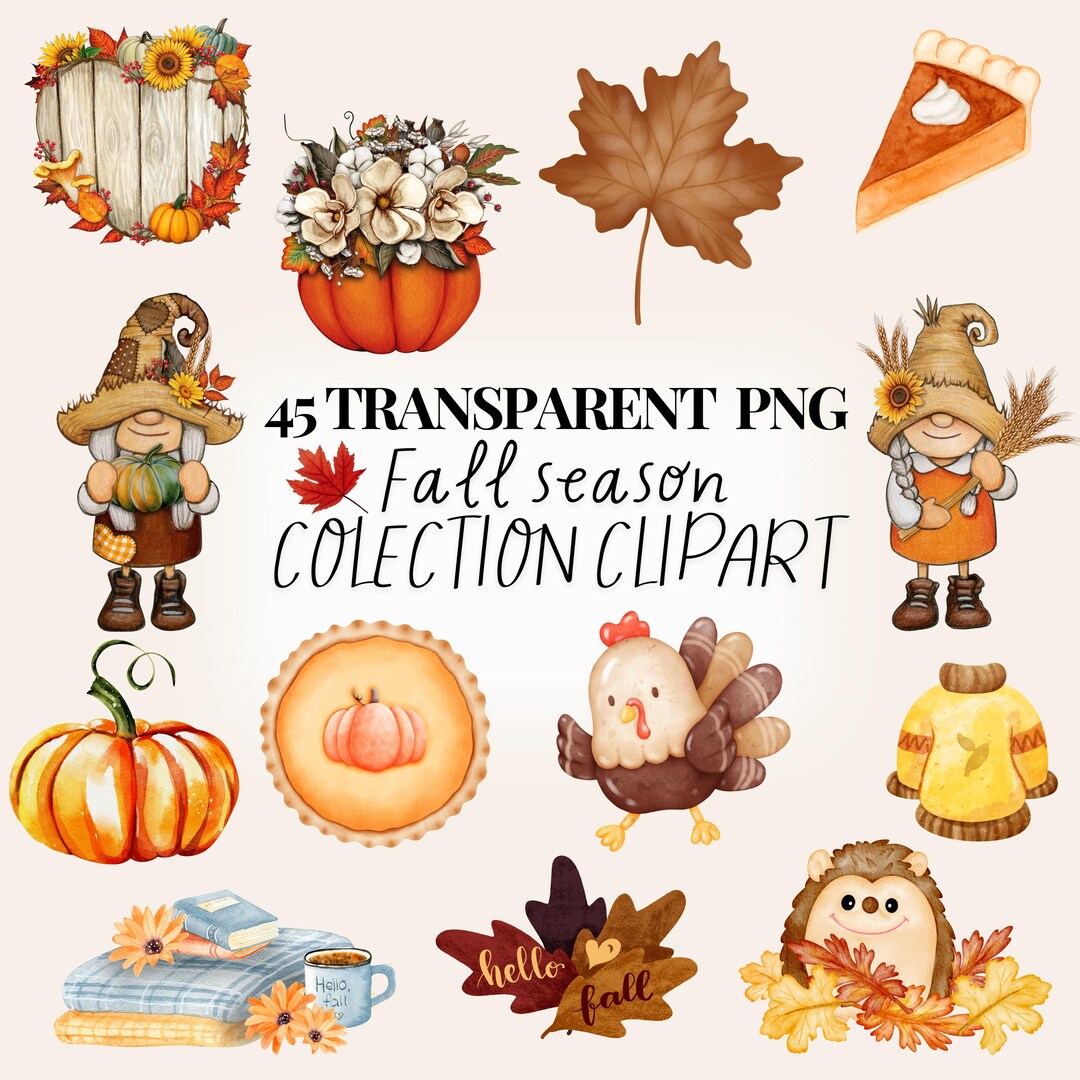 Fall Season Stickers Clipart PNG Digital Download - Etsy