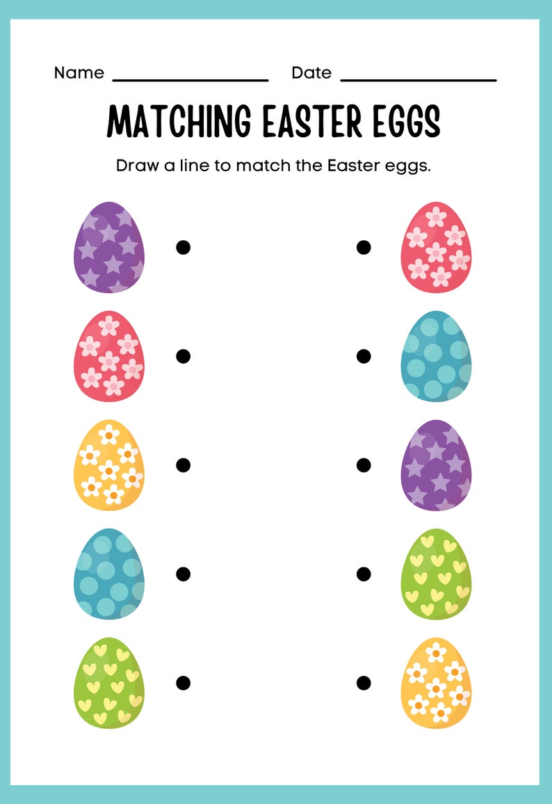 50 Fun Matching Sheets for Kids - Digital Download - 8.5x11 - Etsy