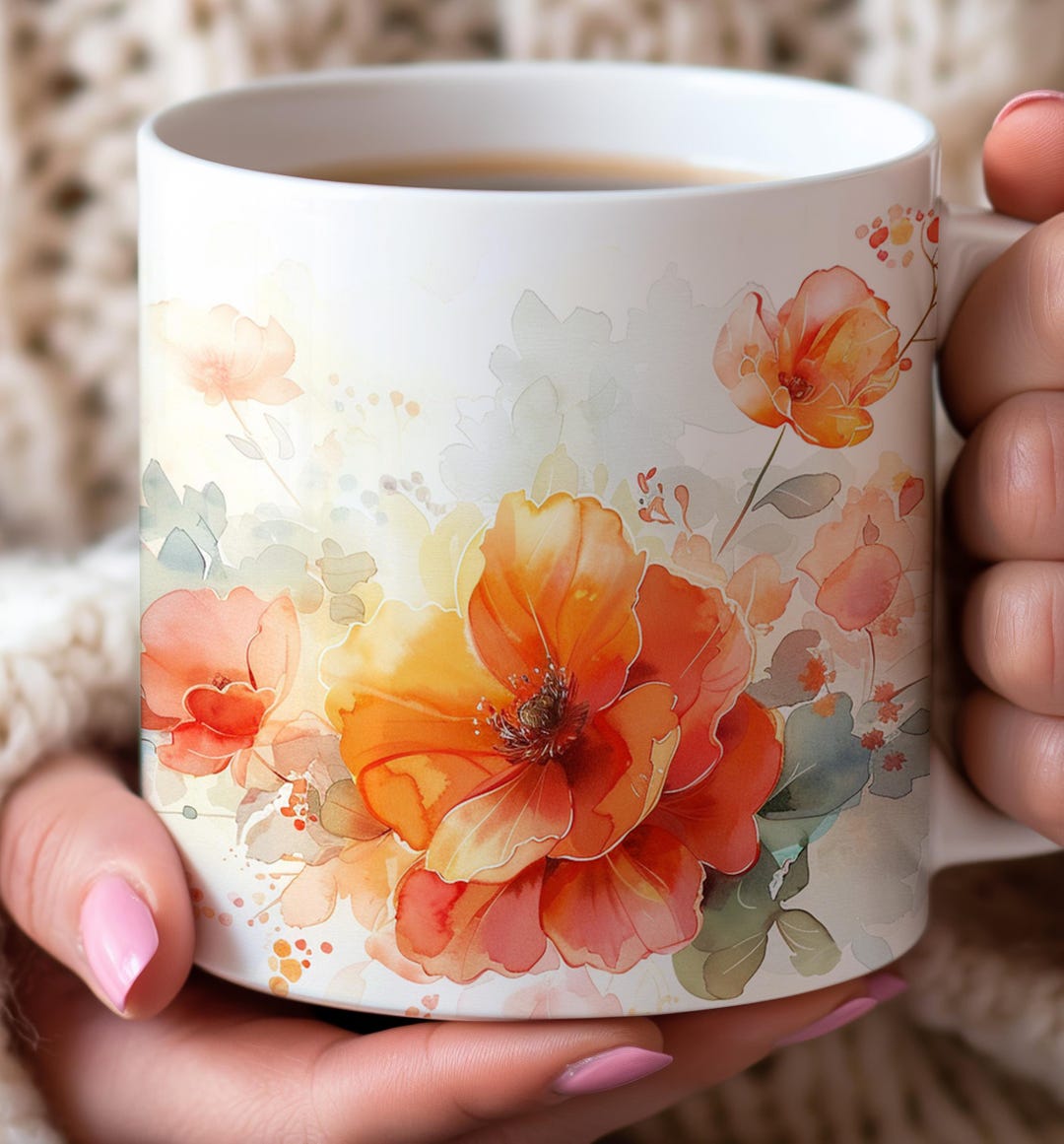 Pressed Flowers Mug Cottagecore Vintage Botanical Tea Cup, Boho Rustic ...