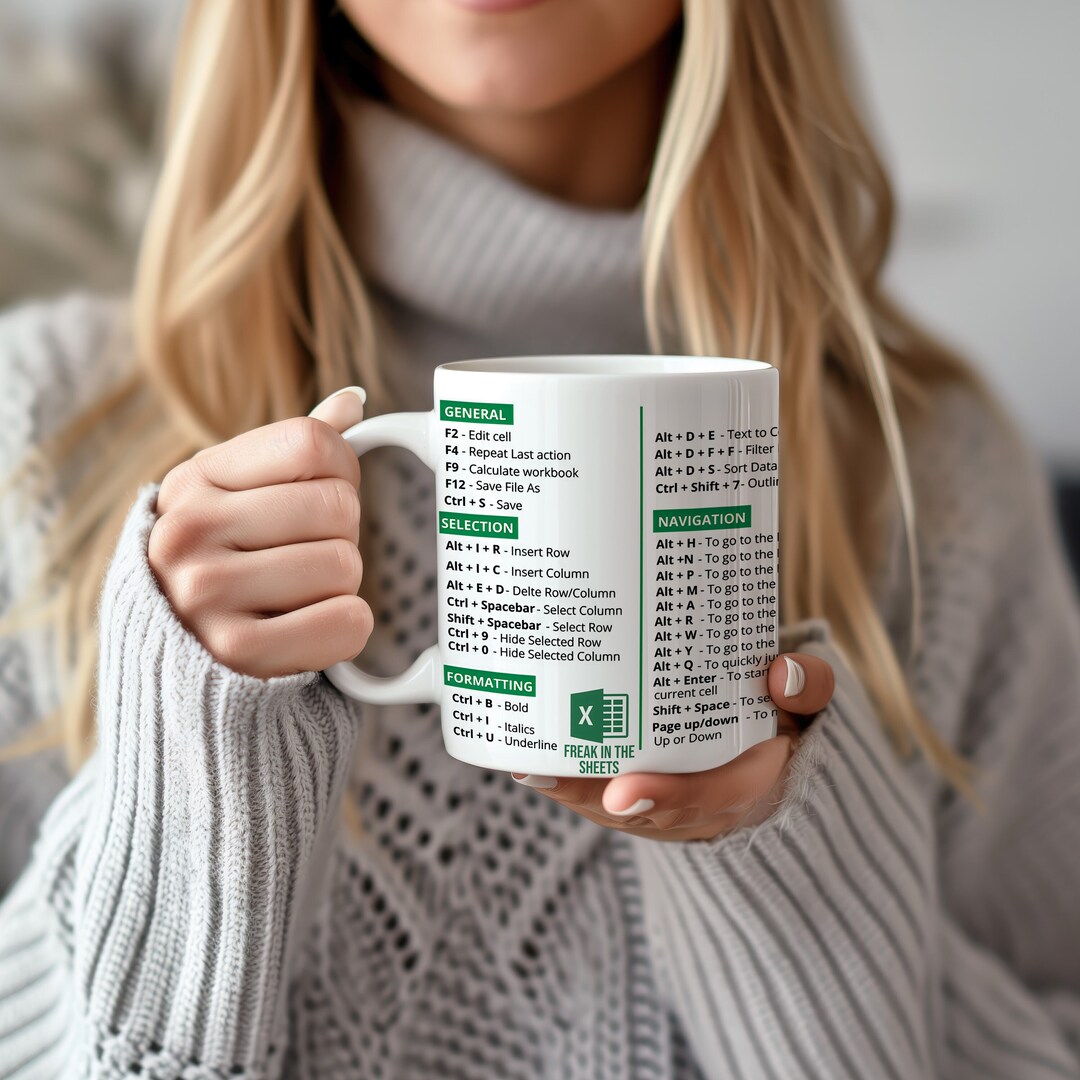 Excel Shortcut Mug, Funny Office Mug, Nerd Gift for Excel User ...