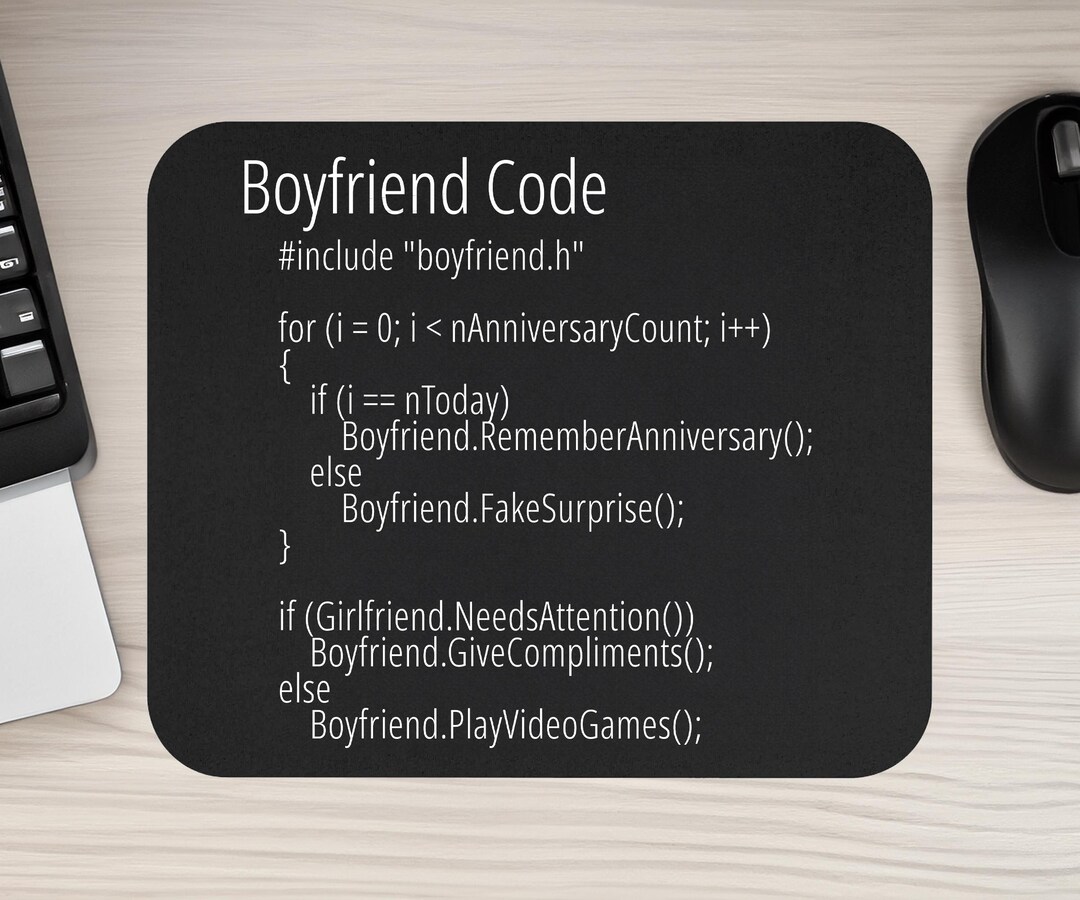 Boyfriend Code Mouse Pad Sarcastic Programmer Desk Decor Funny Tech ...