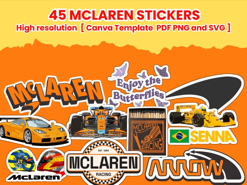 Mclaren Stickers Bundle | 45 Mclaren Stickers Printable | | Digital ...