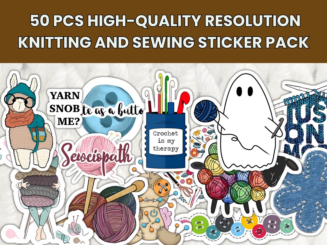 Knitting and Sewing Cute Stickers | 50 Pcs High Resolution | Knitting ...