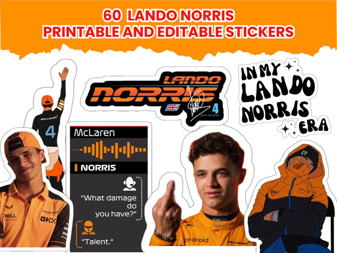 Lando Norris Sticker | 60 Editable and Printable Lando Norris Sticker ...