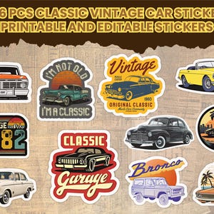 Classic Vintage Car Sticker Pack | Retro Car Sticker Pack | Old Money ...