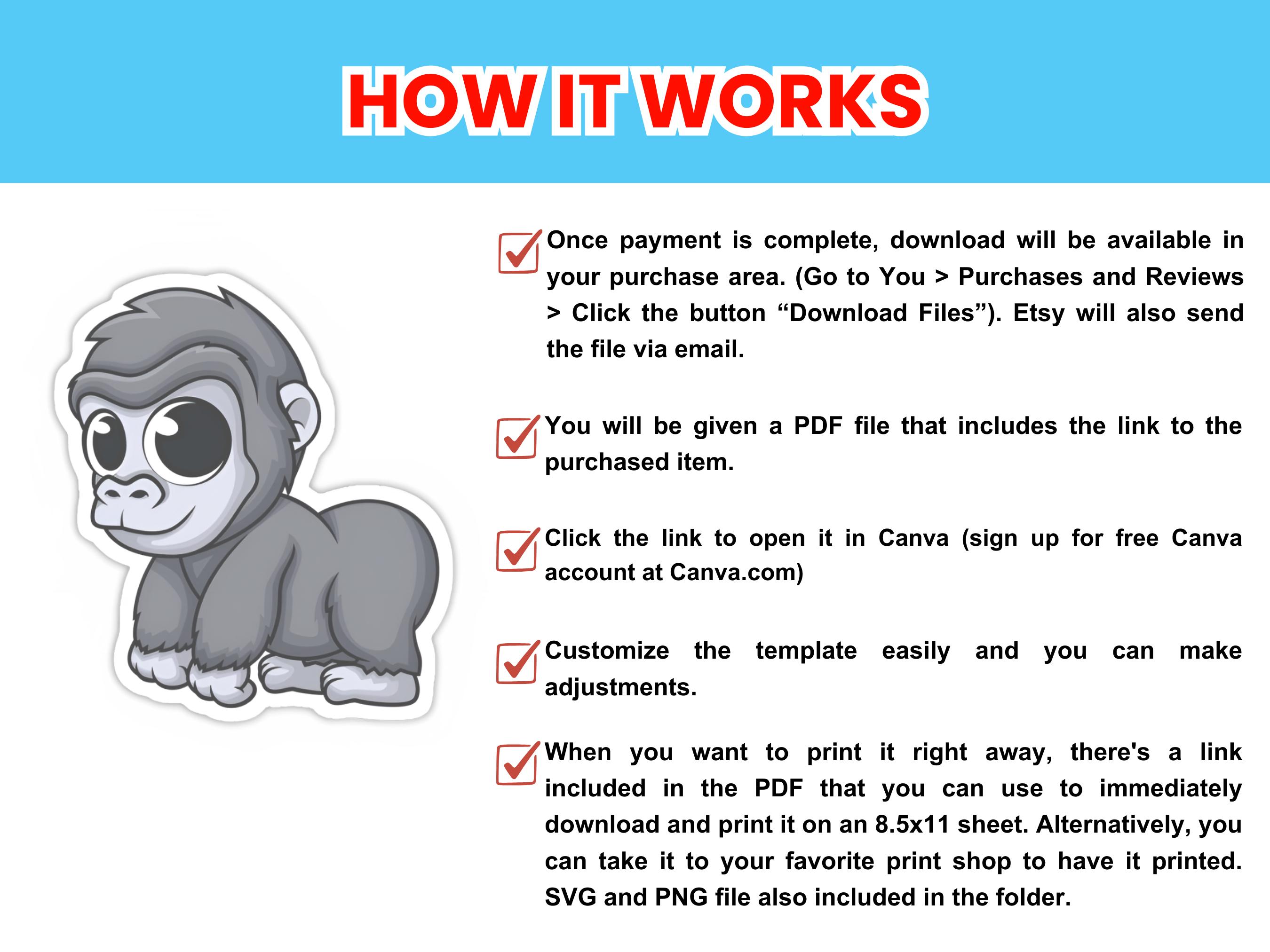 56 Set Cute King Kong Sticker Bundle | EDITABLE With PNG and SVG | King ...