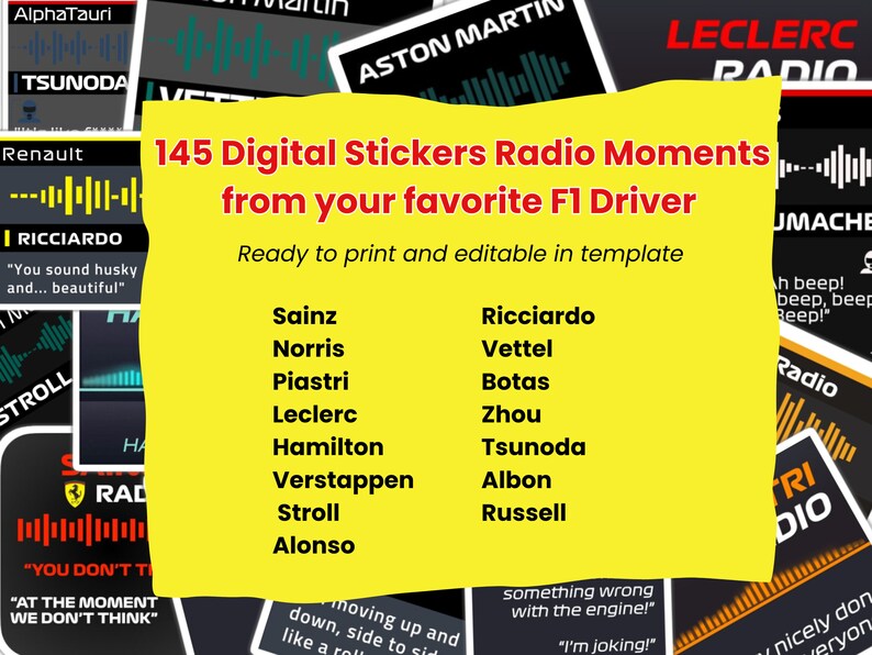 F1 Radio Sticker | 145 F1 Driver Radio Moments | F1 Stickers | Ready to ...