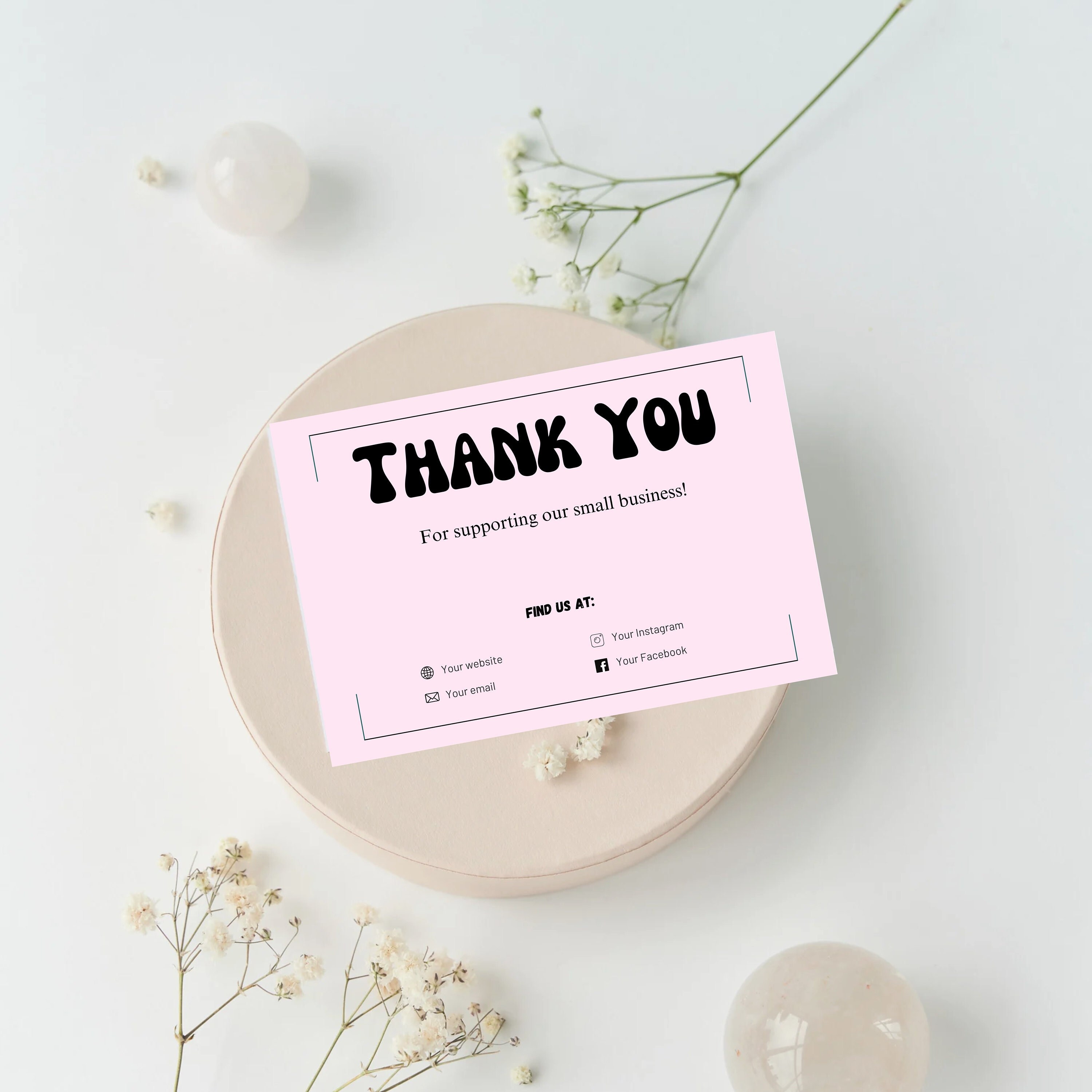 Customizable Thank You Cards for Small Business Owners Printable Digital Files Digital Download ...
