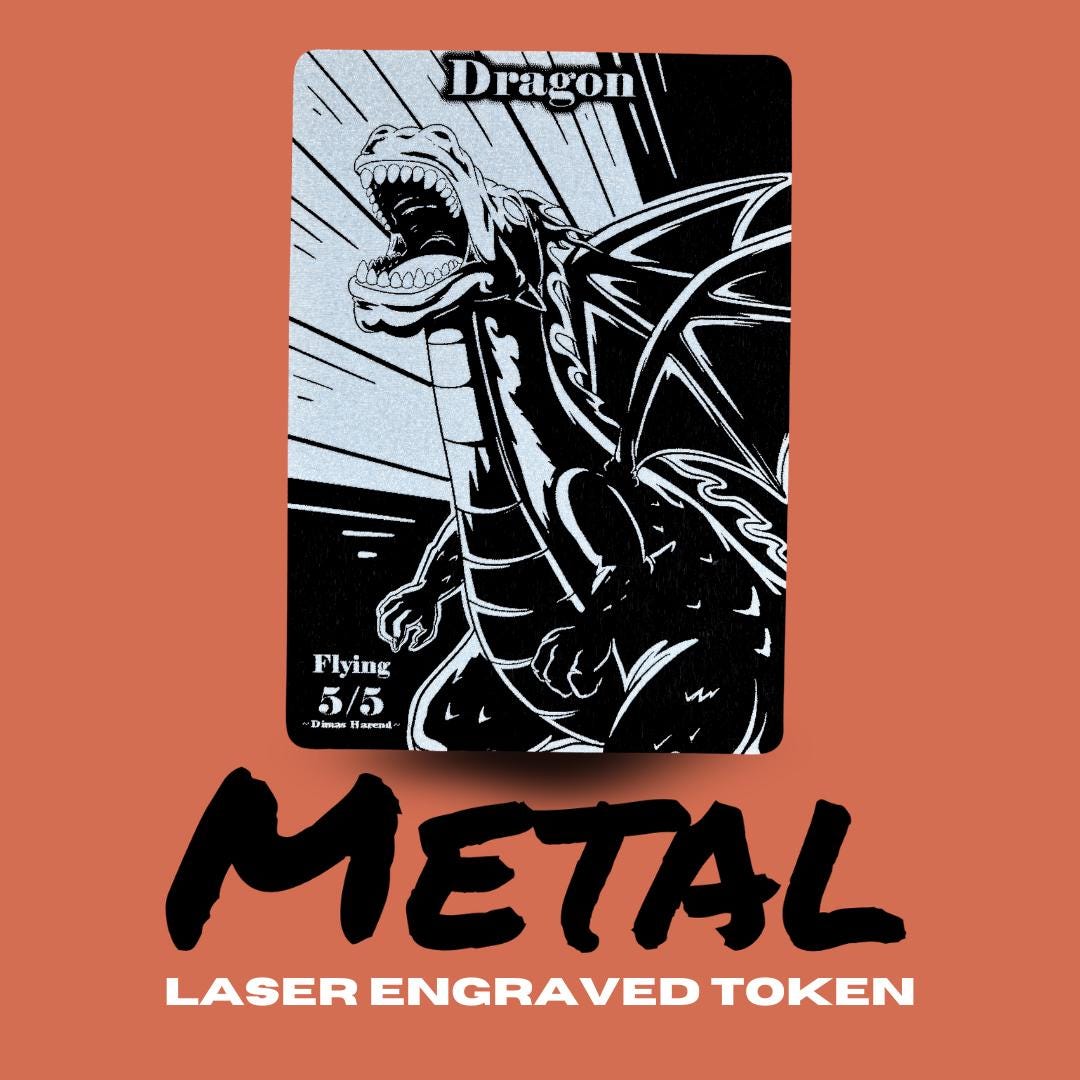 Metal Dragon Token MTG | Laser Engraved Magic the Gathering Commander ...
