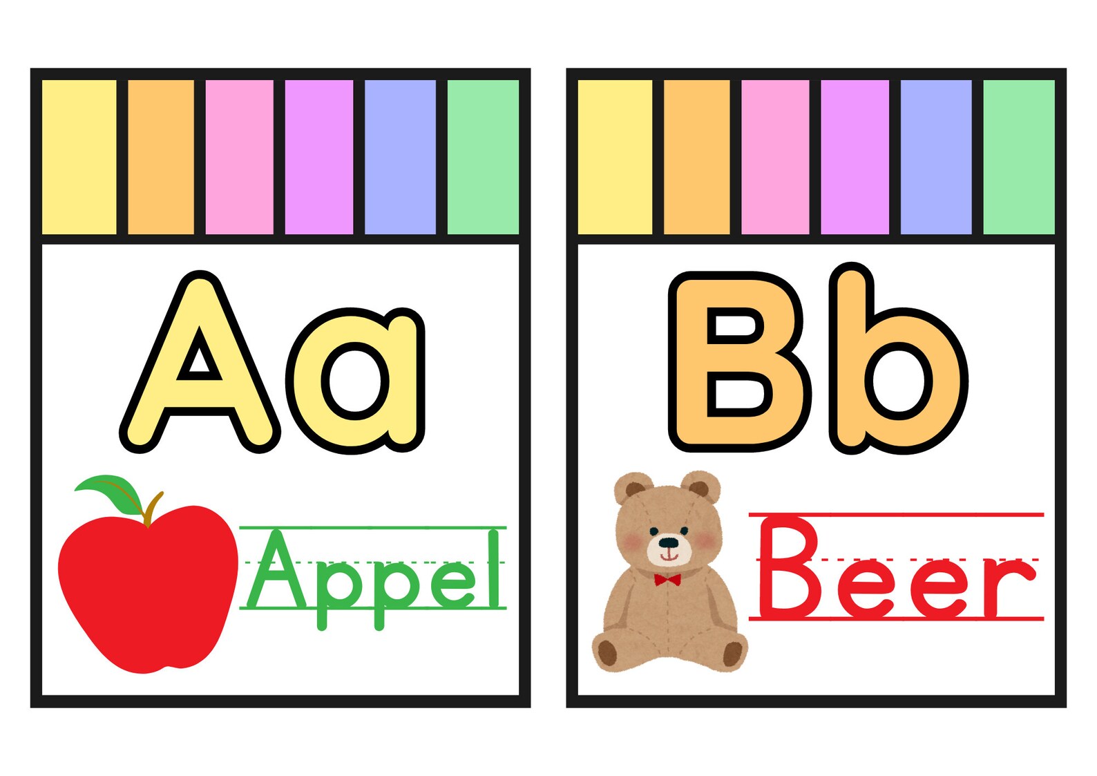 Alphabet Afrikaans Flashcards Colorful Lined Style - Etsy