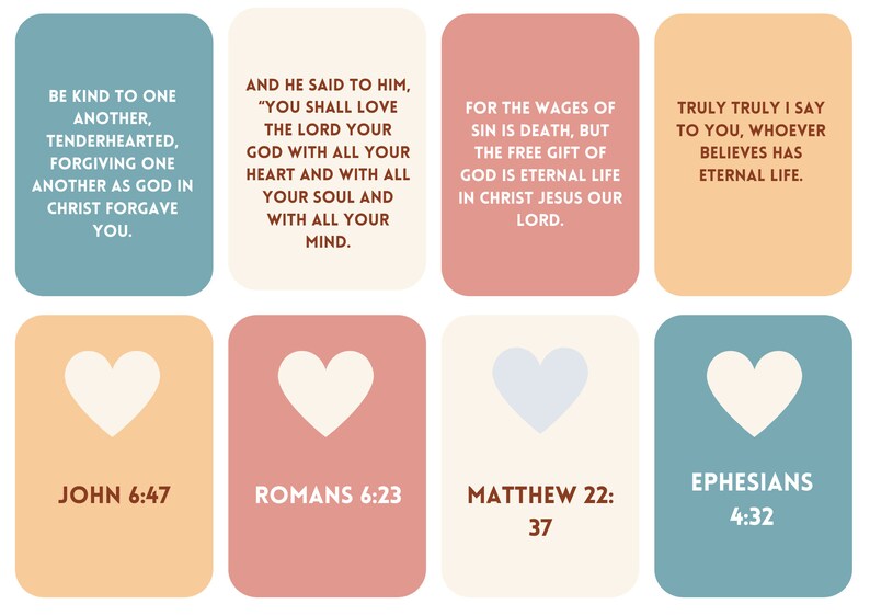 Bible Verse Matching Memory Game Old & New Testament - Etsy