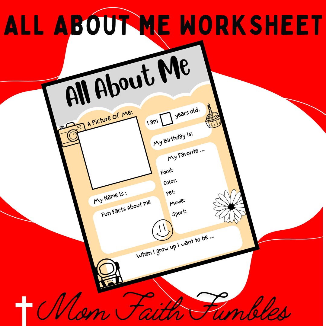 Kindergarten-2nd Grade All About Me Page Digital Printable for Kids ...