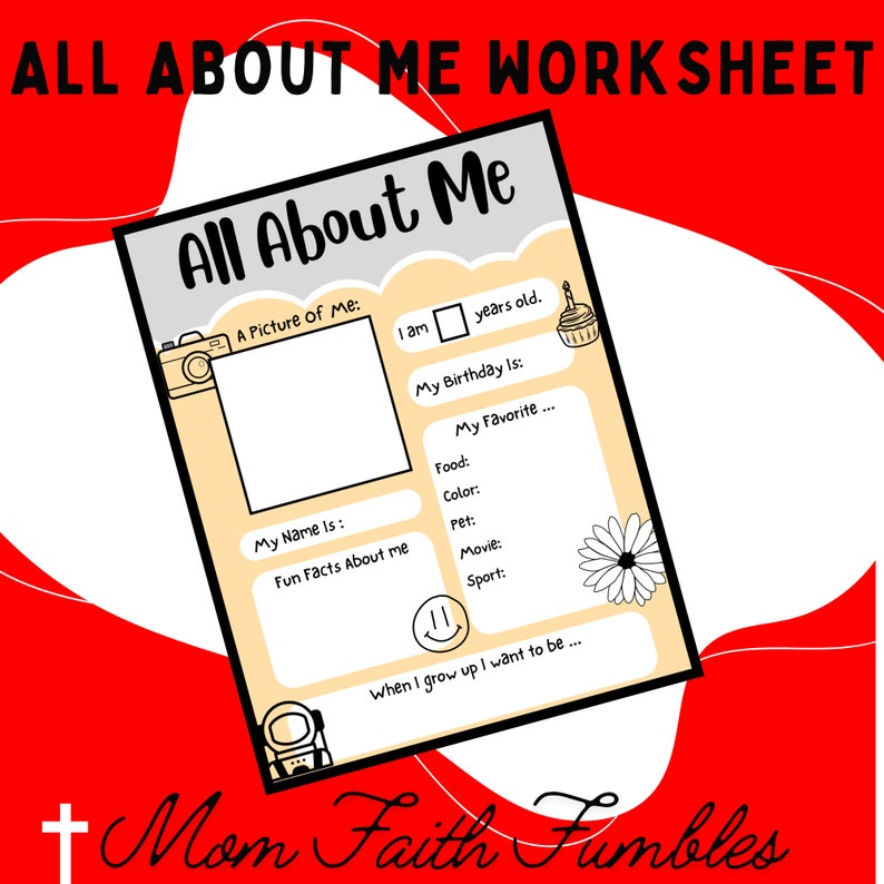Kindergarten-2nd Grade All About Me Page Digital Printable for Kids ...