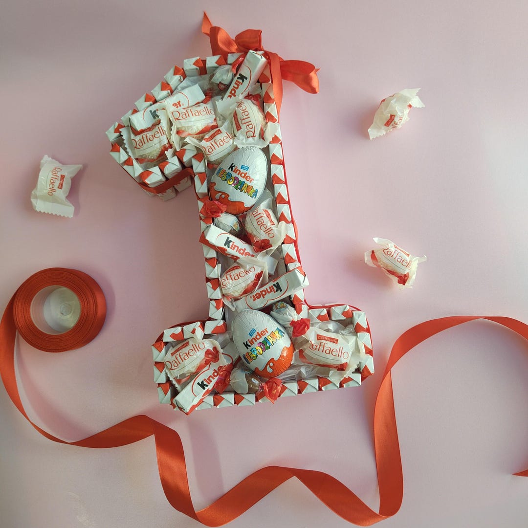 Candy Number Cake . Kinder Chocolate Praline Cake Birthday Present - Etsy