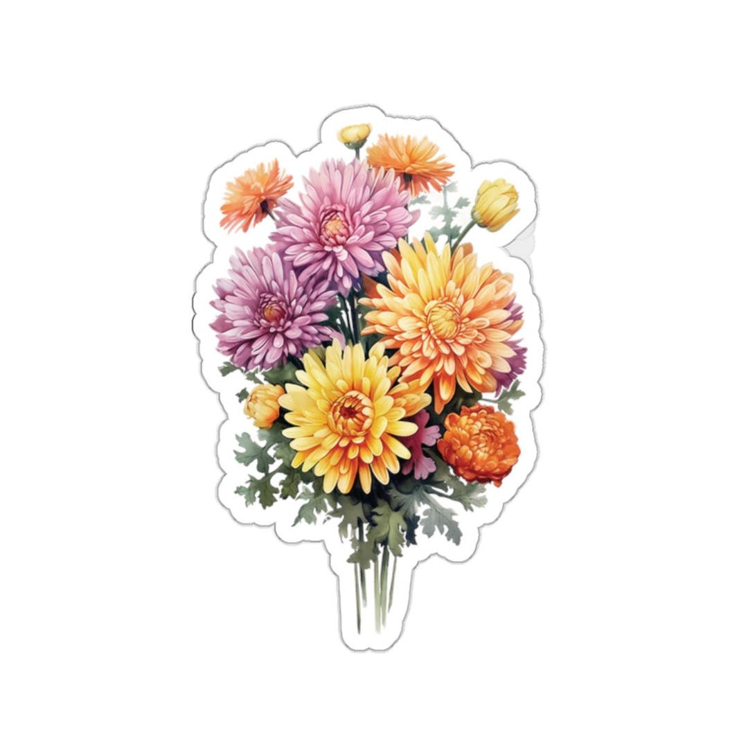 November Birth Month Flower Sticker, Zodiac Sticker, Chrysanthemum ...