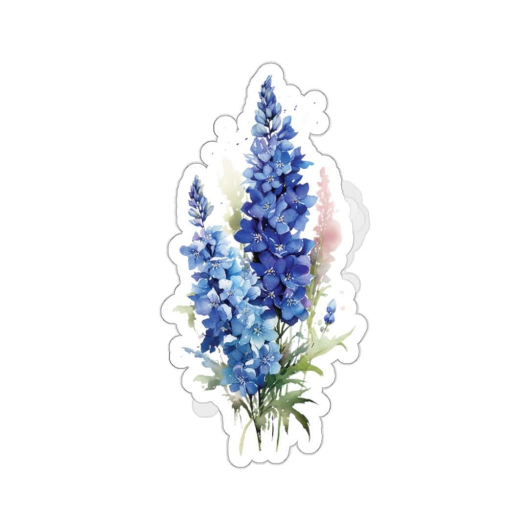 July Delphinium Birth Month Flower Sticker, Zodiac Sticker, Watercolor ...