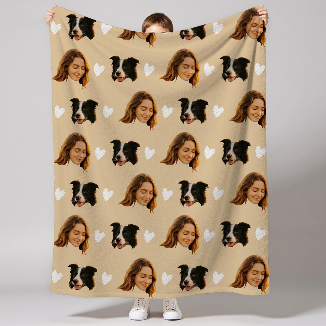 Personalized Pet Face Blanket, Custom Photo Memorial Gift - Etsy