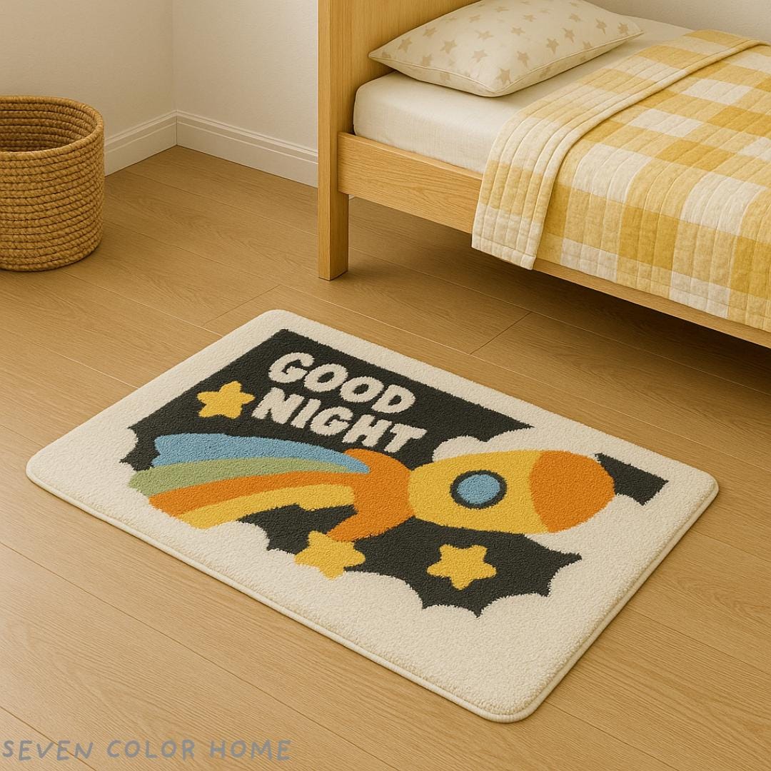Space Themed Kids Room Decor - Tufted Play Mat - Non Slip Nursery ...