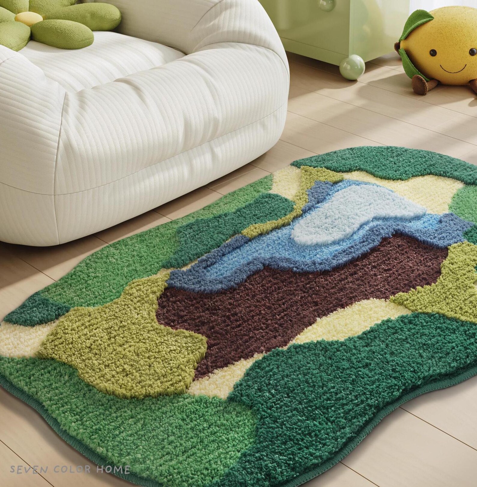Meadows Forest Rug - Nature Inspired Bedroom Carpet, Hand Tufted Fluffy ...