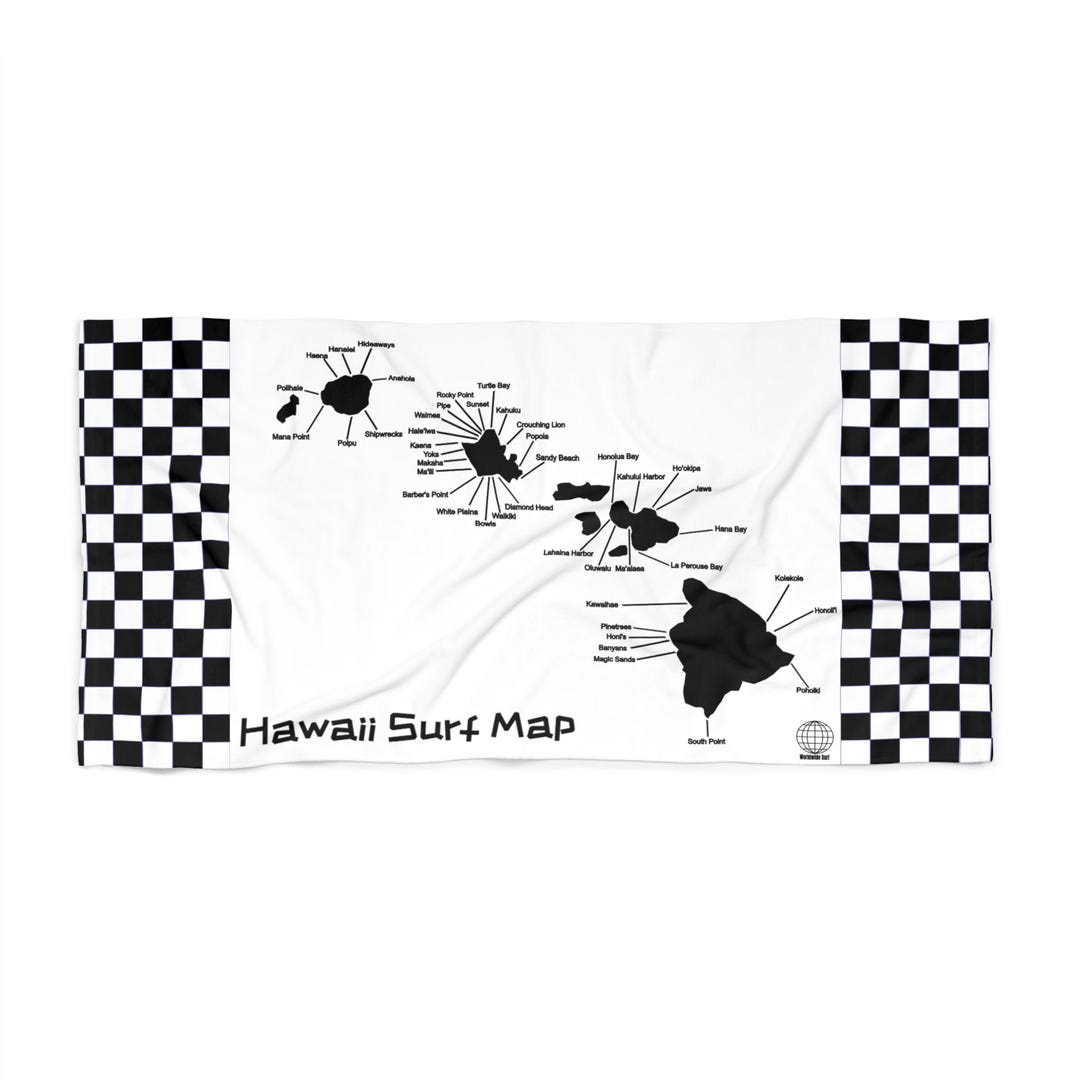 Hawaii Surf Map Beach Towel - Etsy