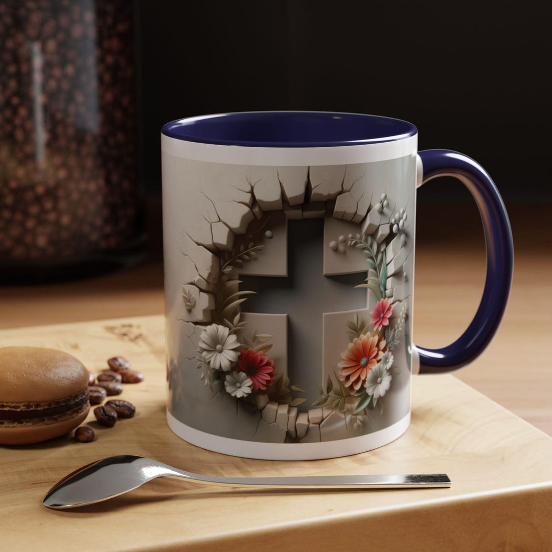 Christ Mug, Christian Cross Cracked Hole 3D Design Mug, Accent Ceramic ...