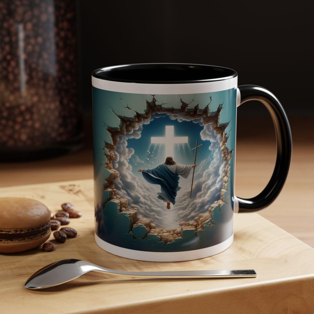 Jesus Ascent 3D Ceramic Mug - Religious Art Coffee Cup, 11oz & 15oz ...