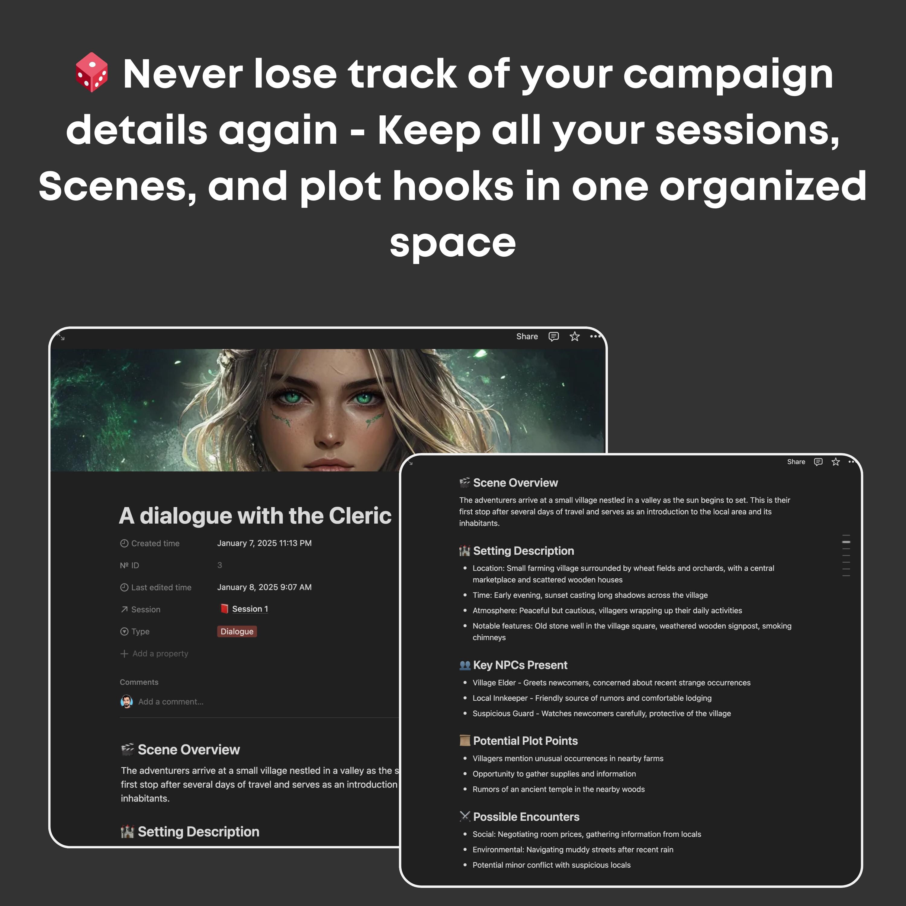 DM Session Planning Template | RPG Game Master Organizer | D&D Campaign ...