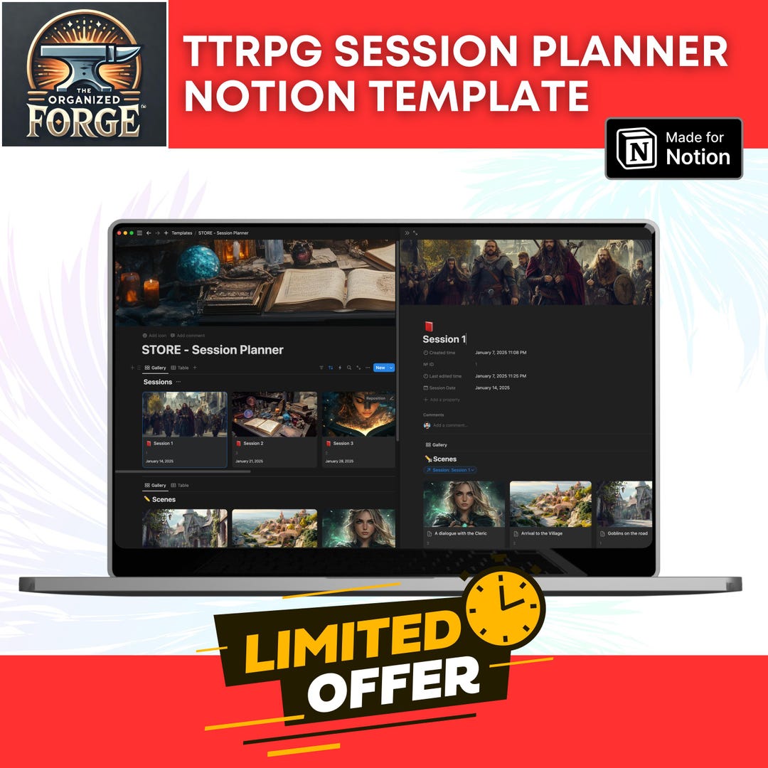 DM Session Planning Template | RPG Game Master Organizer | D&D Campaign Management System ...