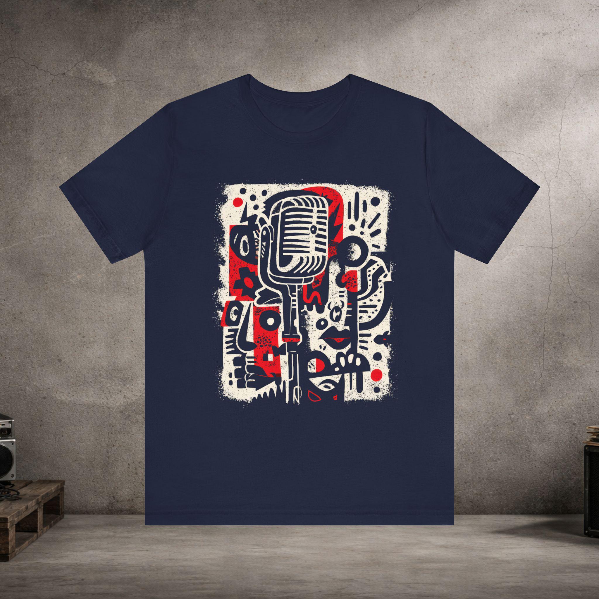 Music Graphic T Shirt | Vintage Microphone Street Art Tee | Unisex Band ...