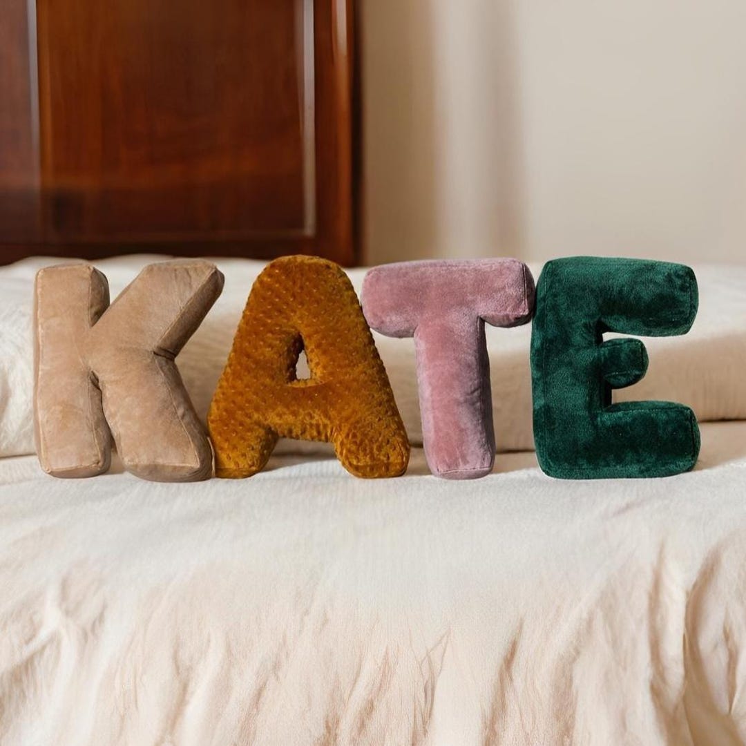 Alphabet EN/ PL/ RU/ De Letter Pillow 40cm/16" Heights, Personalized Cushion for Babys Room ...